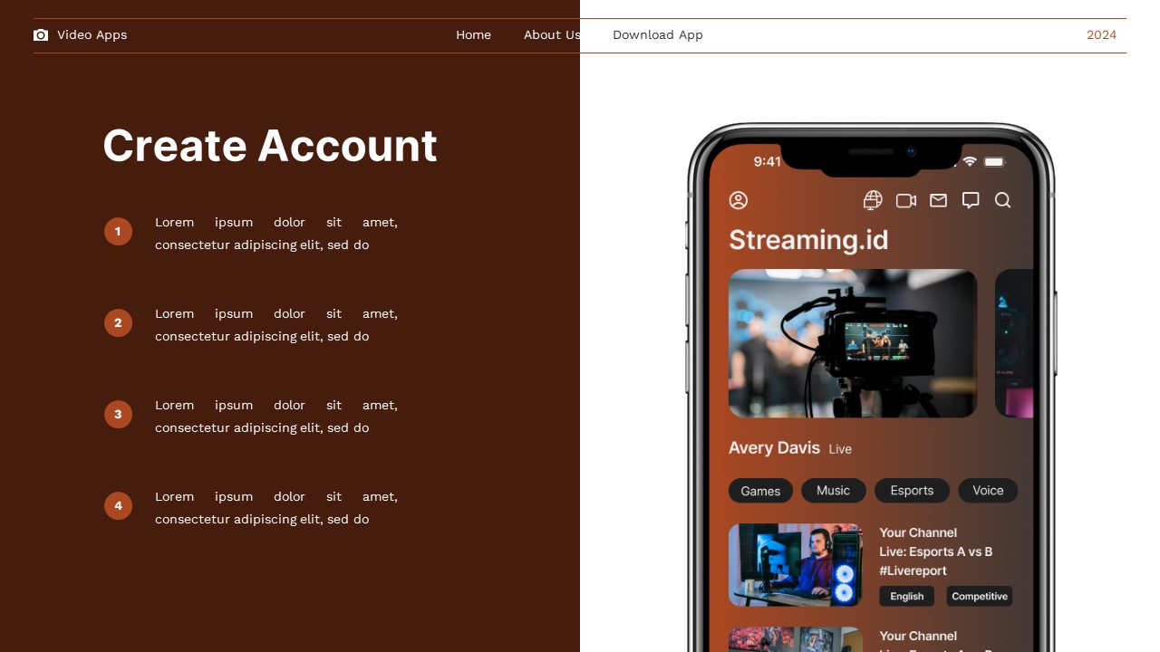 Video Apps - Mobile App Google Slide Templates, Presentation Templates