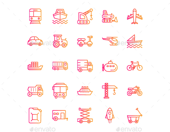 Transportation Icon Set, Icons | GraphicRiver