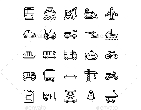Transportation Icon Set, Icons | GraphicRiver
