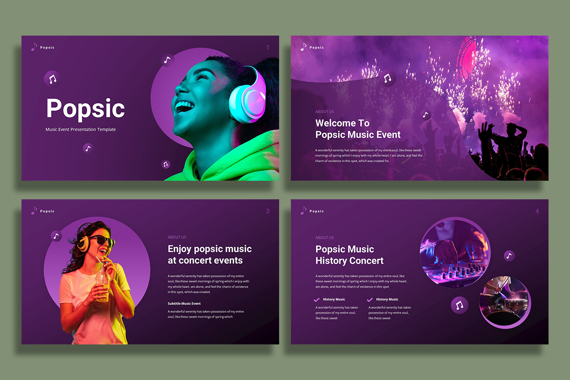 Popsic - Music Event PowerPoint Template, Presentation Templates ...
