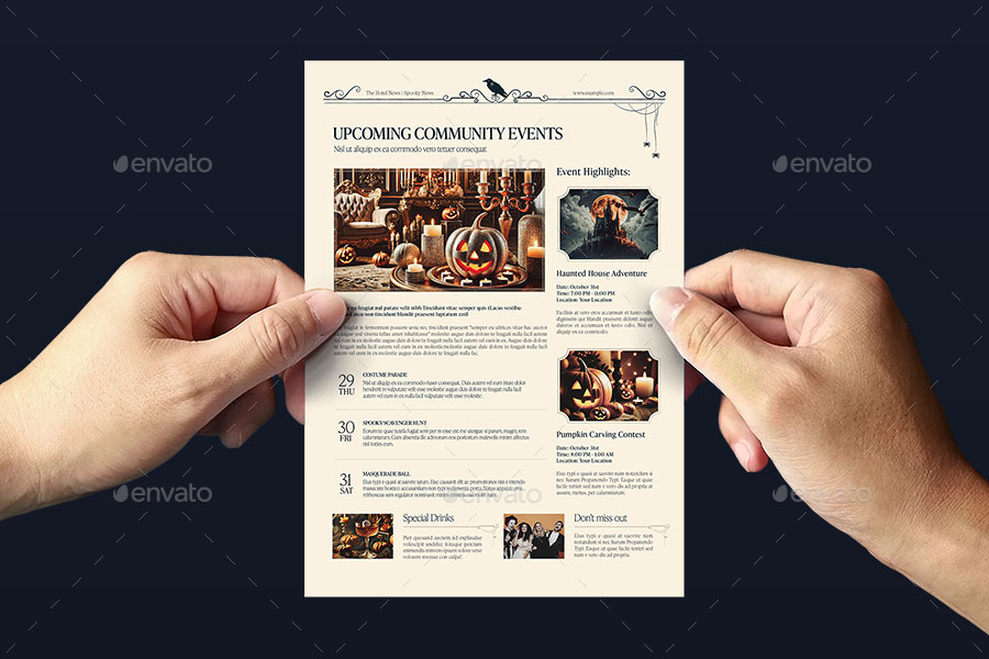 Halloween Newsletter Template, Print Templates | GraphicRiver