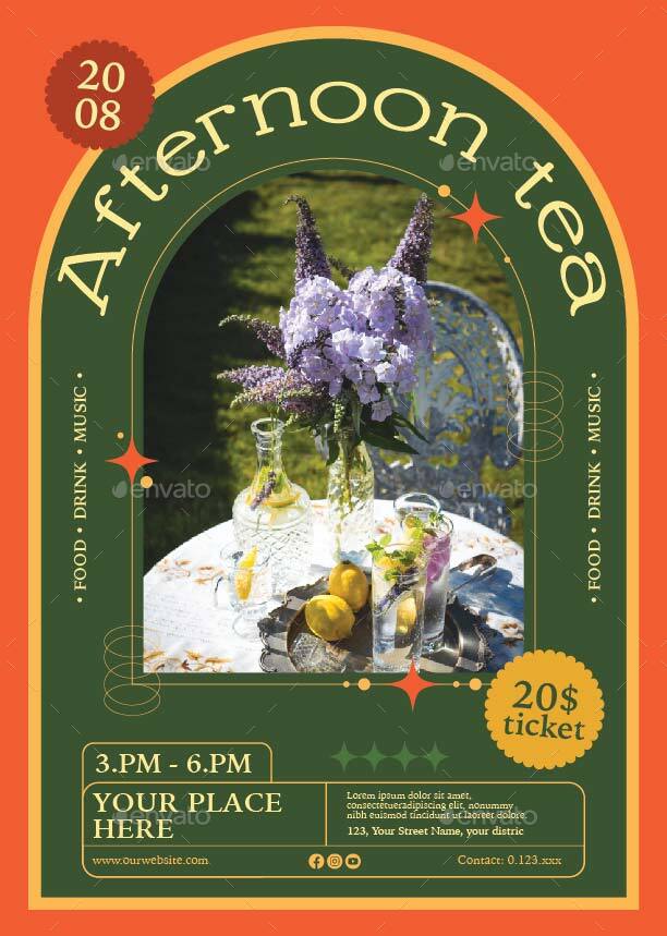 Tea Party Flyer, Print Templates | GraphicRiver