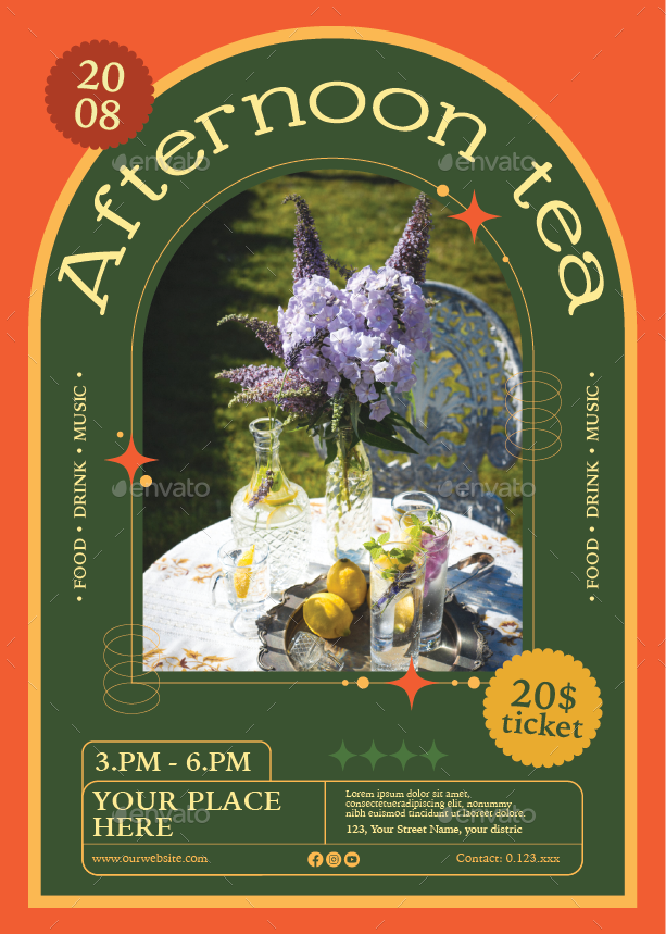 Tea Party Flyer, Print Templates | GraphicRiver