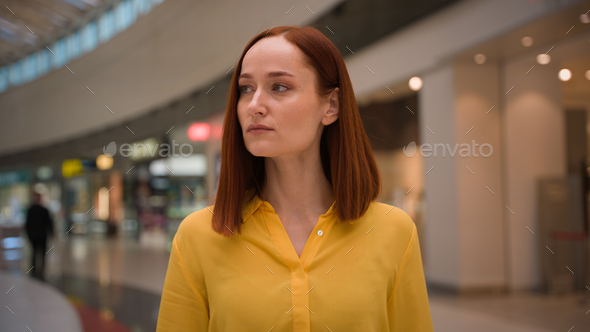 Serious calm successful Caucasian business female girl businesswoman ...