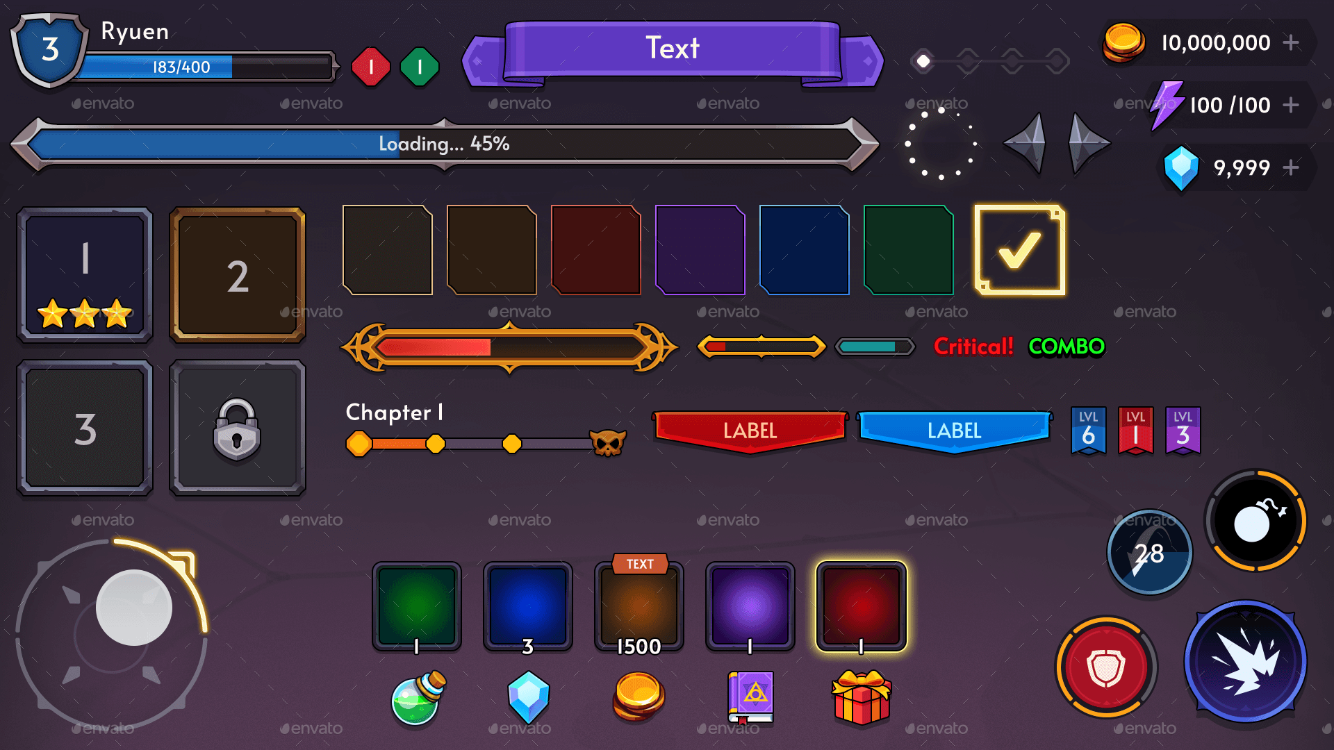 GUI Pro - Fantasy RPG, Game Assets | GraphicRiver