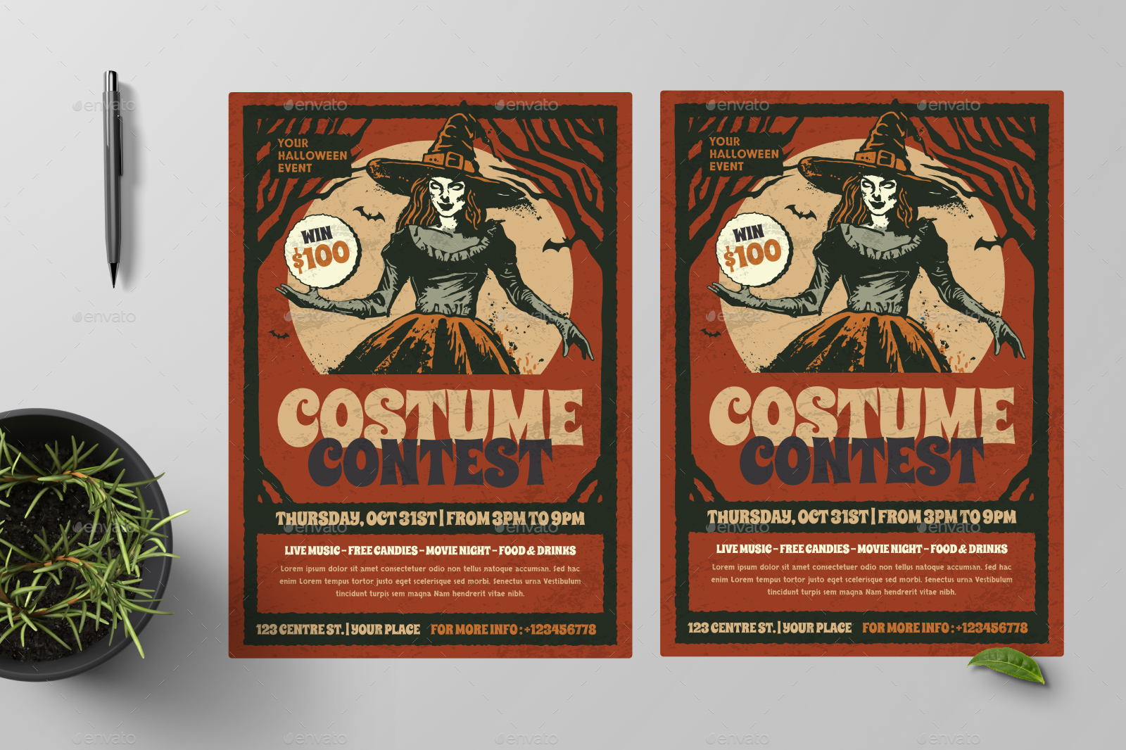 Halloween Costume Contest Flyer, Print Templates | GraphicRiver
