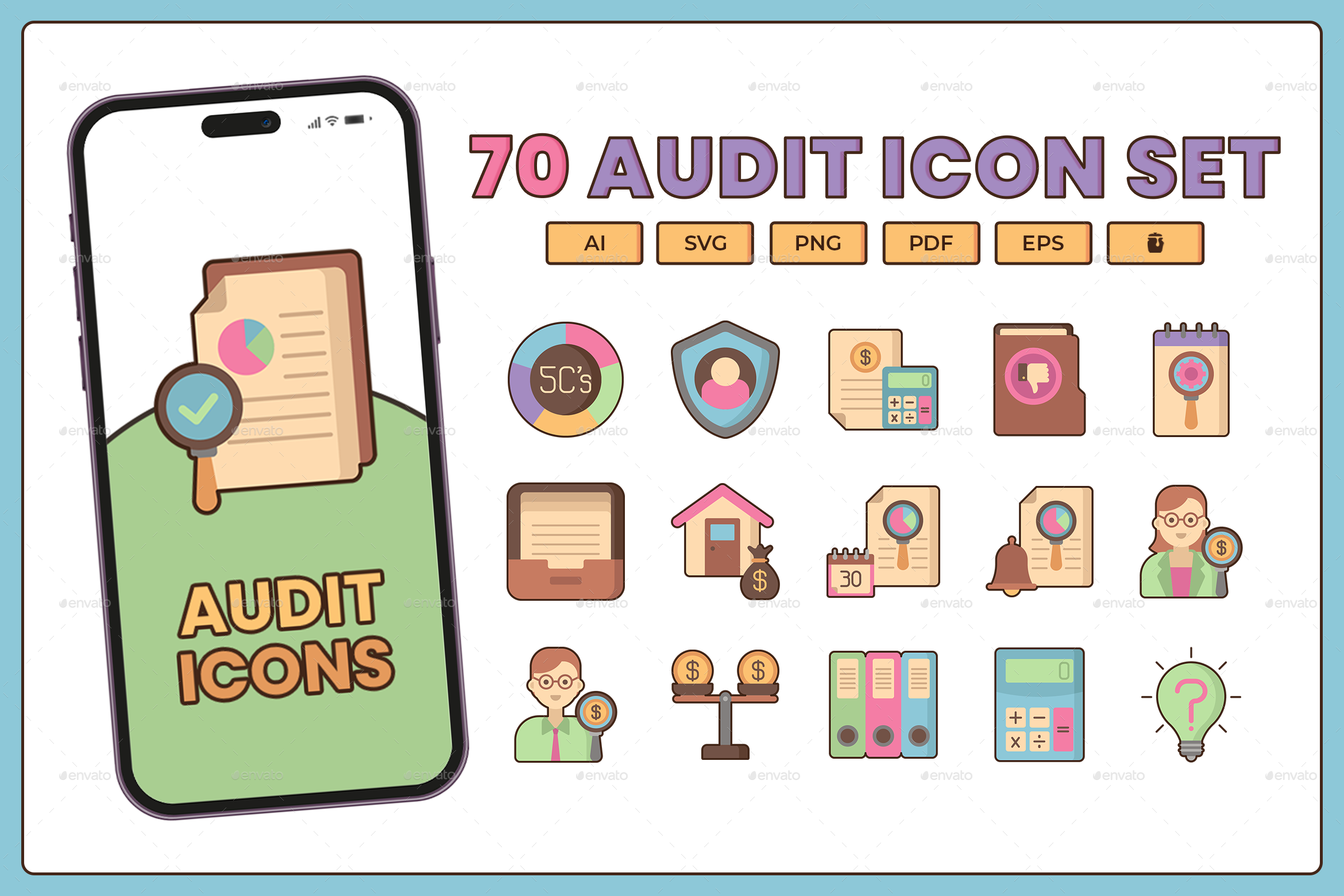 70 Audit Icons | Soothe Series, Icons | GraphicRiver