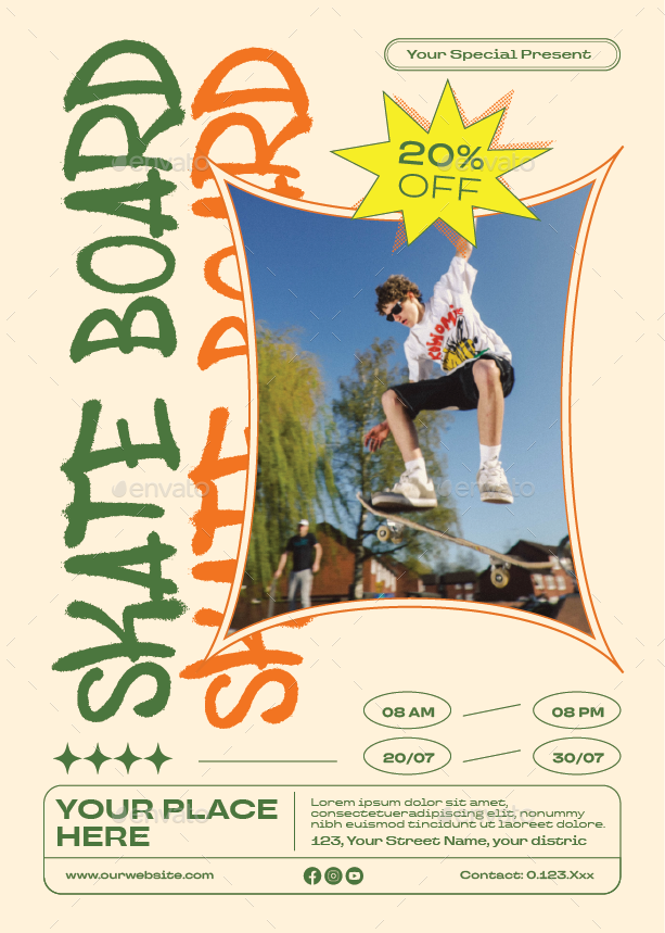 Skateboard Sale Flyer, Print Templates | GraphicRiver
