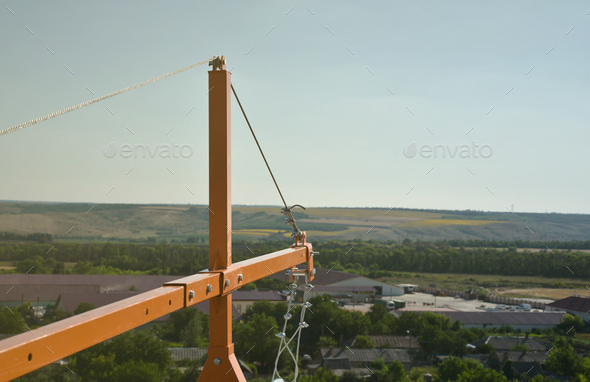 Rope lockers in ending of front beam of suspended wire rope platform ...