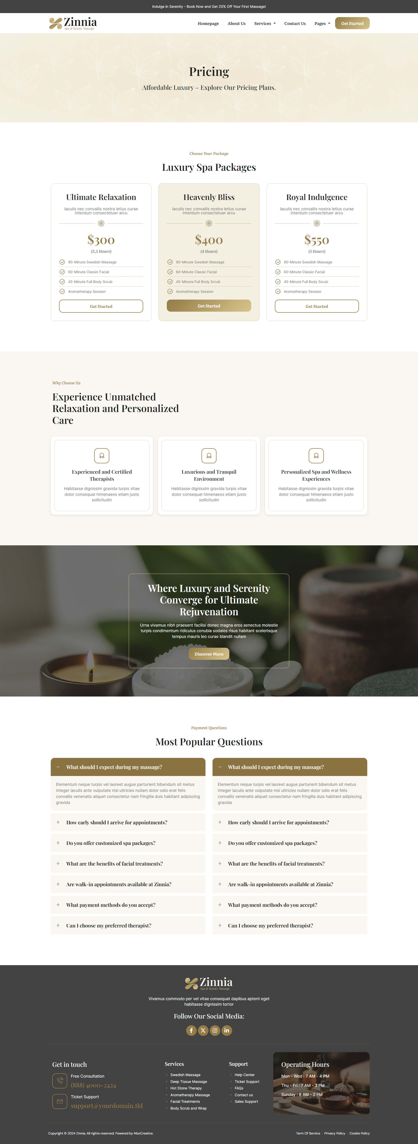 Zinnia - Spa & Beauty Care Elementor Pro Template Kit by moxcreative