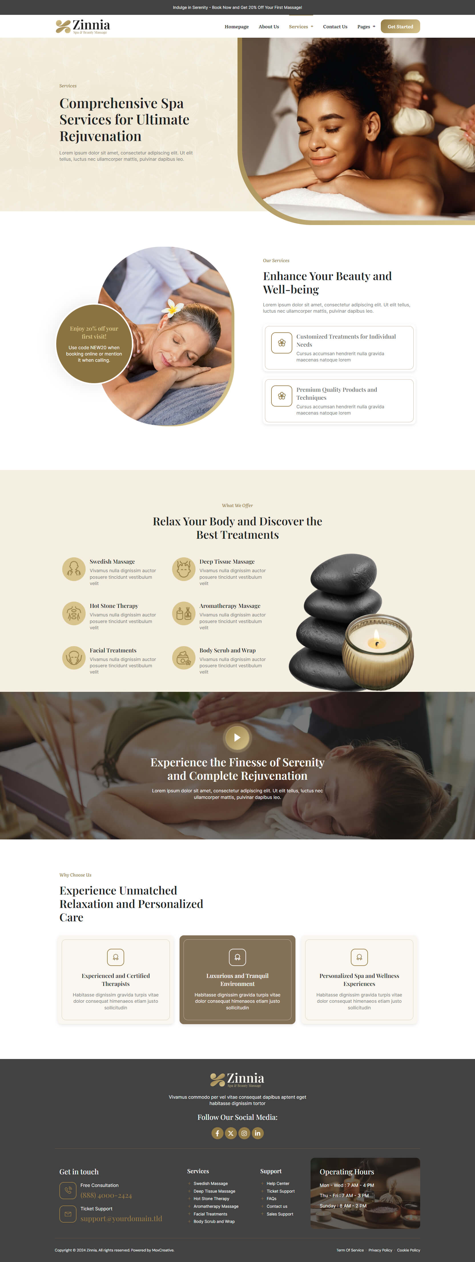 Zinnia - Spa & Beauty Care Elementor Pro Template Kit by moxcreative