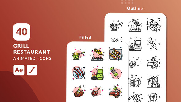 Grill Restaurant Animated Icons | After Effects, After Effects Project ...