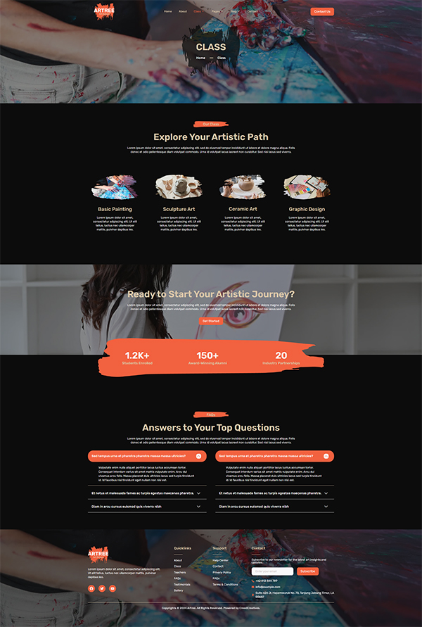 Artree - Art School Elementor Template Kit by creedcreatives | ThemeForest