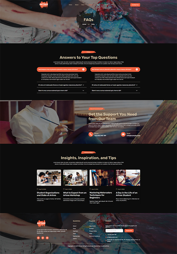 Artree - Art School Elementor Template Kit by creedcreatives | ThemeForest