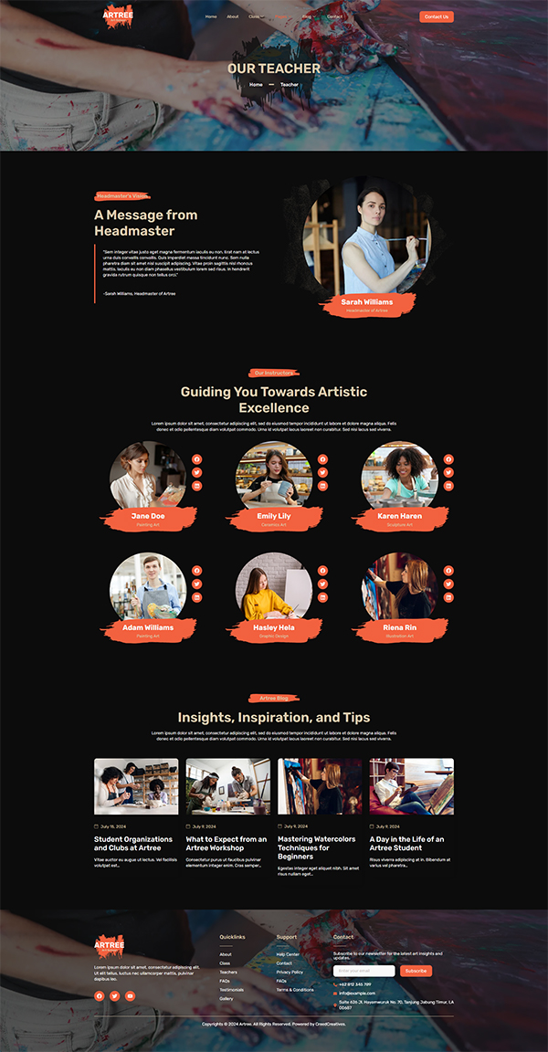 Artree - Art School Elementor Template Kit by creedcreatives | ThemeForest