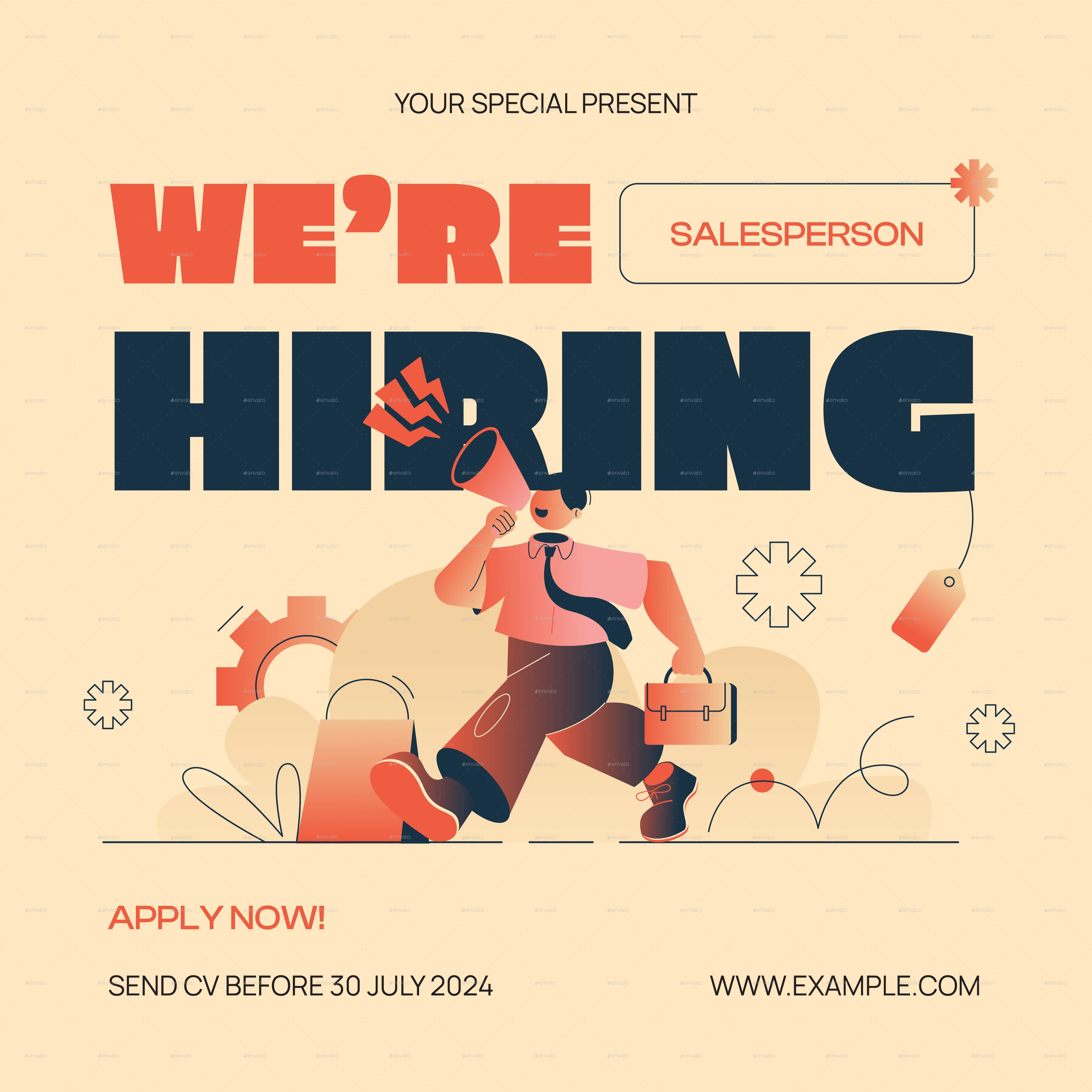 Salesperson Hiring Flyer, Print Templates | GraphicRiver