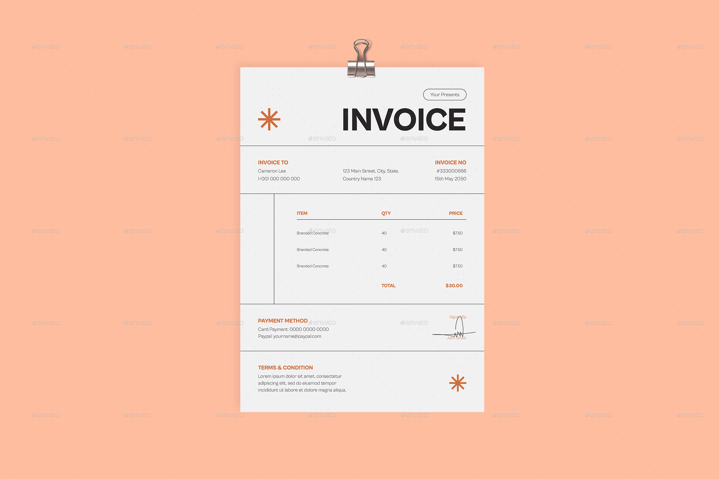 White Orange Swiss Style Invoice, Print Templates | GraphicRiver