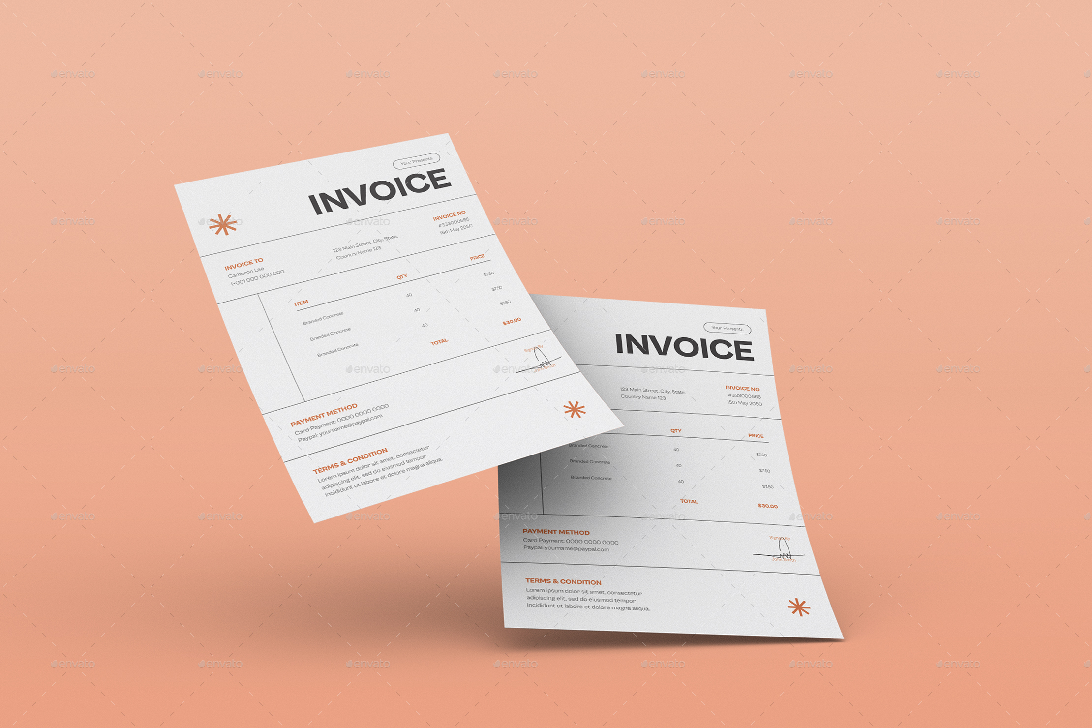 White Orange Swiss Style Invoice, Print Templates | GraphicRiver