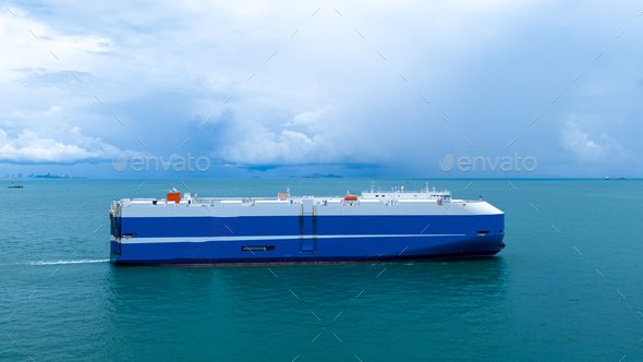 cargo ship running in the ocean, Ro-Ro Ship for import export shipping ...