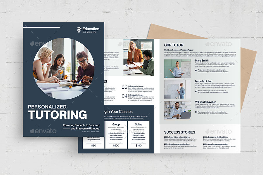 Education Bifold Leaflet Template, Print Templates | GraphicRiver