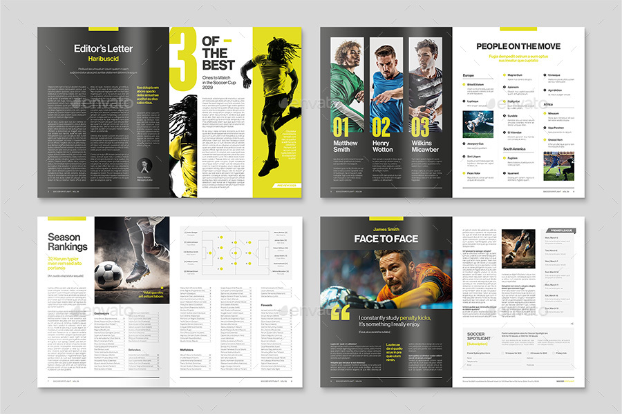 Soccer Sports Magazine Template, Print Templates | GraphicRiver