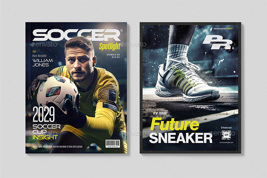 Soccer Sports Magazine Template, Print Templates | GraphicRiver