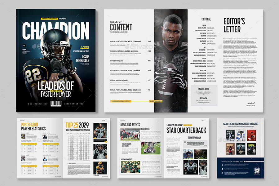 American Football Magazine Template, Print Templates | GraphicRiver