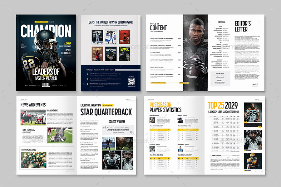 American Football Magazine Template, Print Templates | GraphicRiver