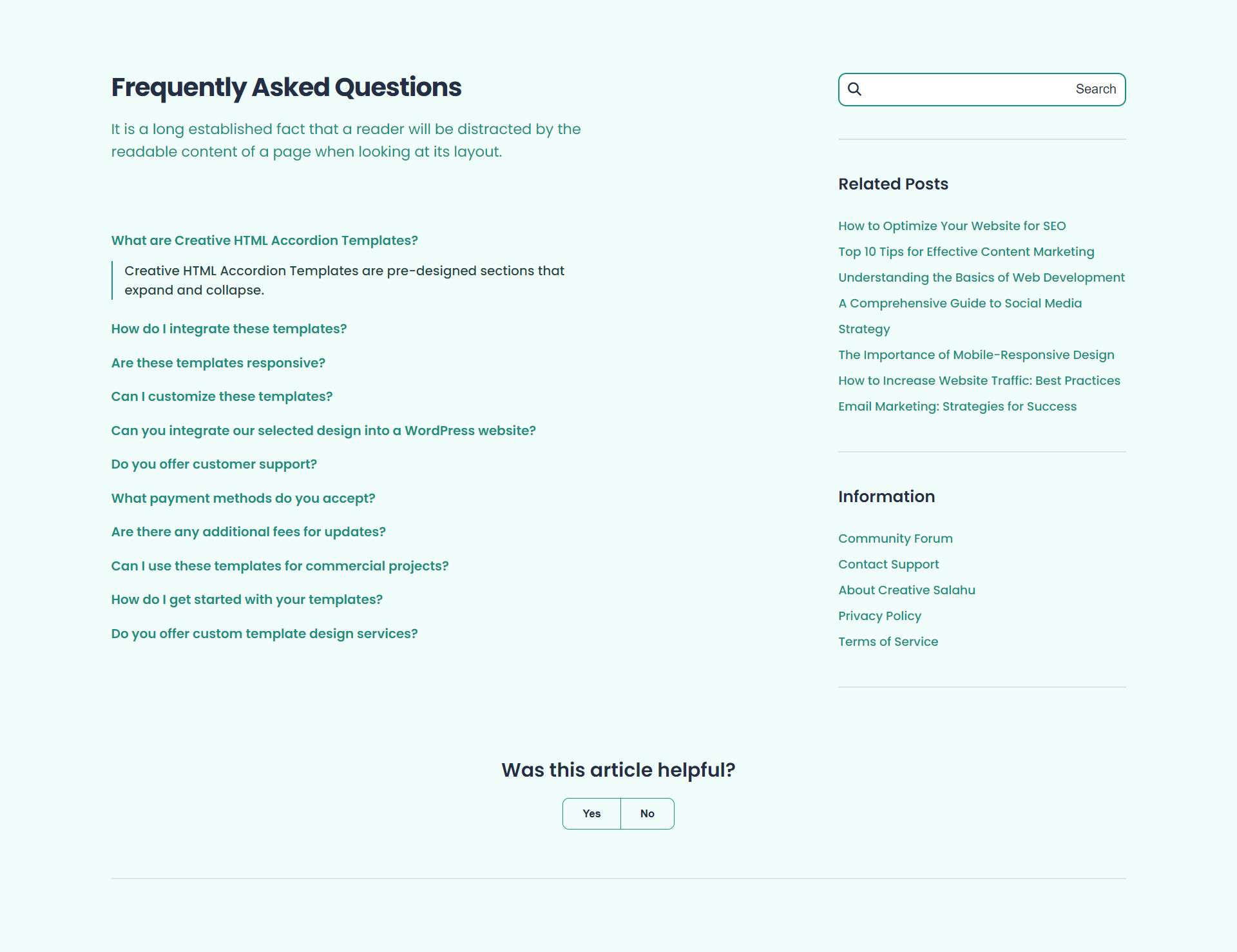 Creative HTML Accordion & FAQ Templates by Salahudeen007 | CodeCanyon