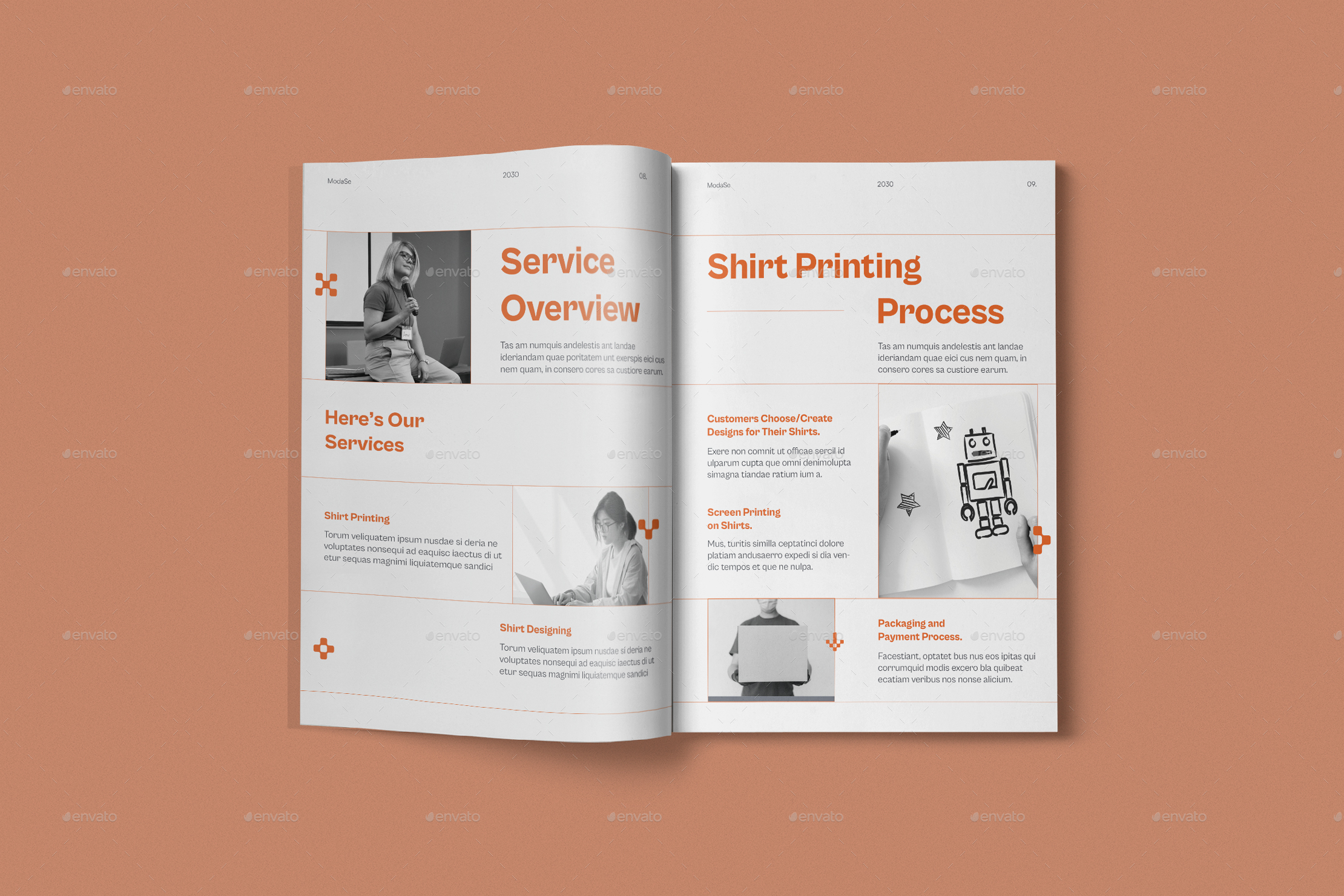 Orange Minimalist Company Profile, Print Templates | GraphicRiver