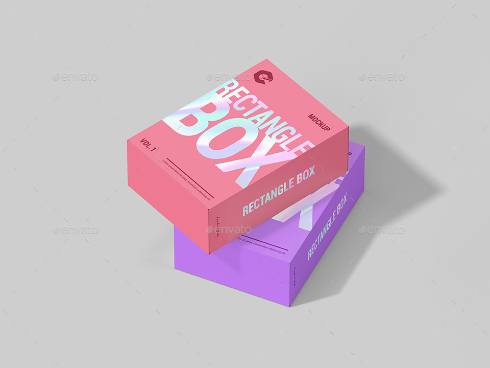 Rectangle Box Mockup V.1 | Elongated Product Box With Two Type of Paper ...