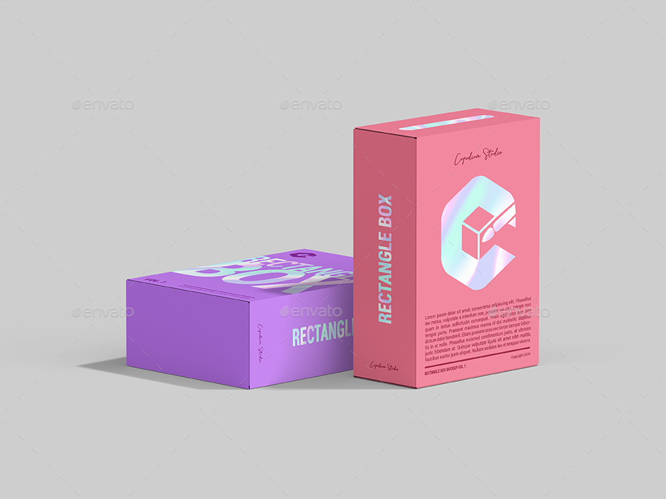 Rectangle Box Mockup V.1 | Elongated Product Box With Two Type of Paper ...