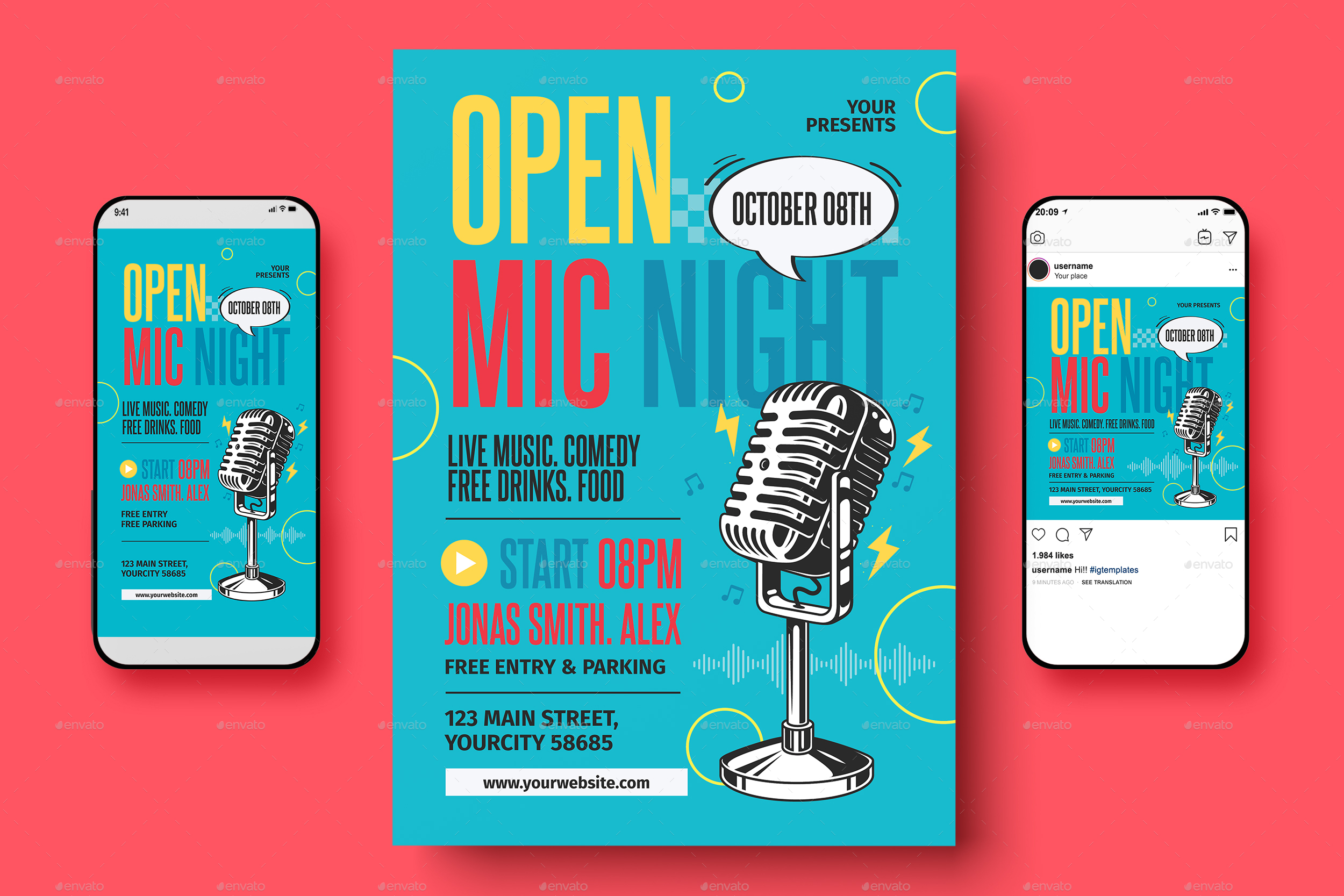 Open Mic Night Flyer, Print Templates | GraphicRiver