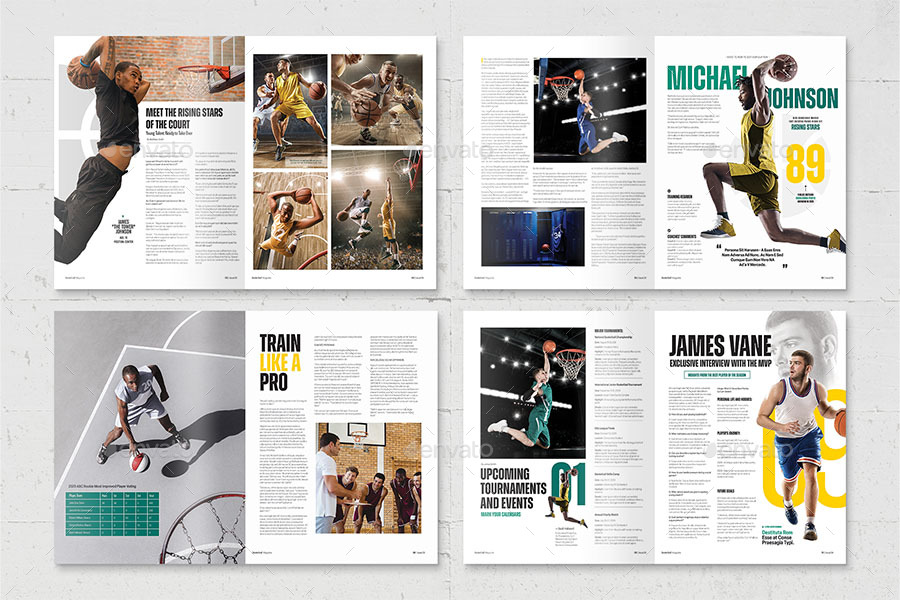 Basketball Magazine Template, Print Templates | GraphicRiver