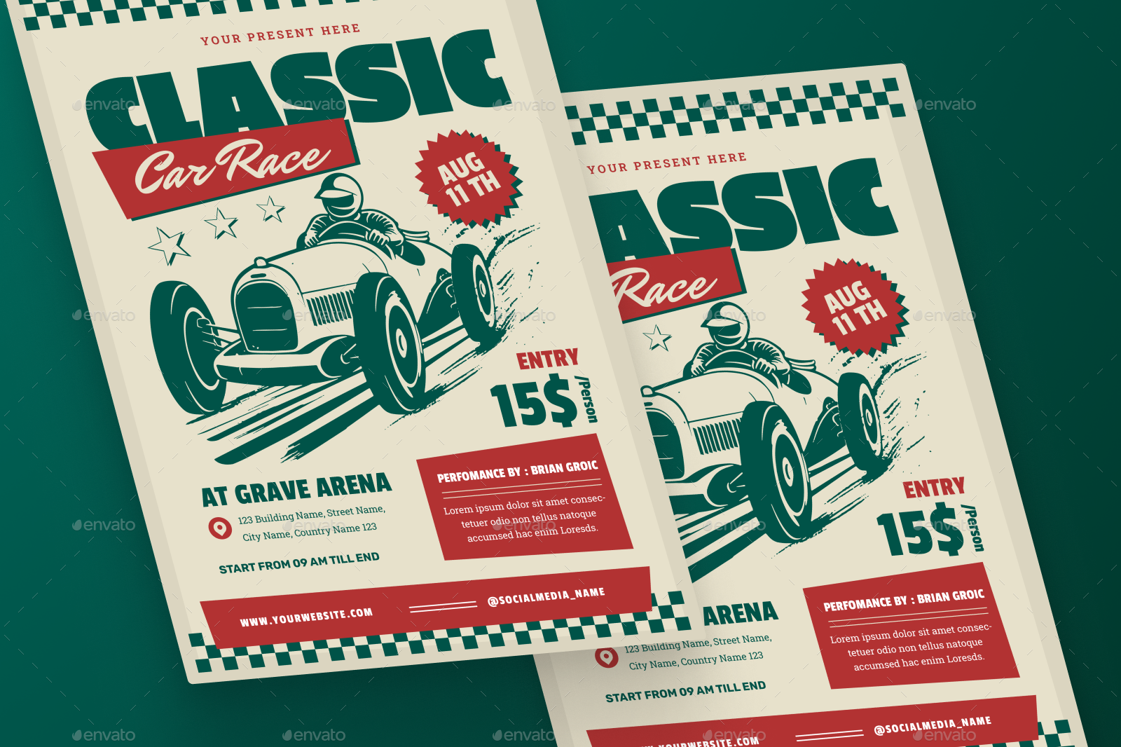 Classic Car Race Flyer, Print Templates | GraphicRiver