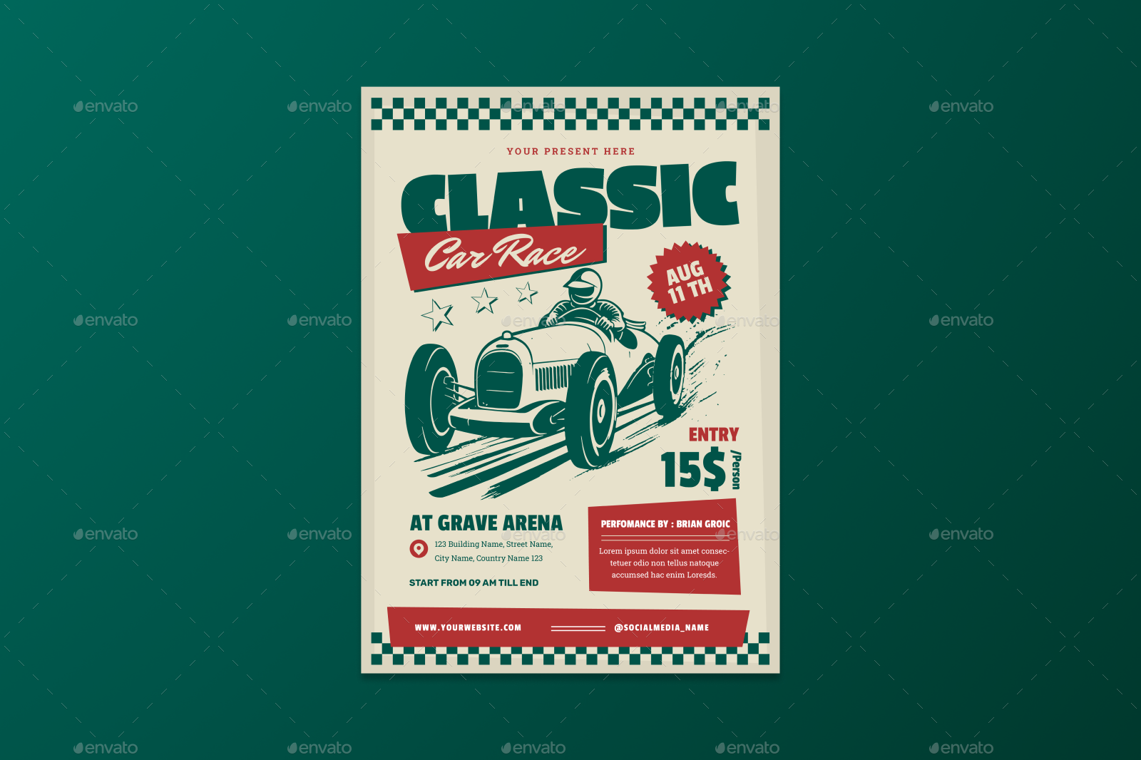 Classic Car Race Flyer, Print Templates | GraphicRiver