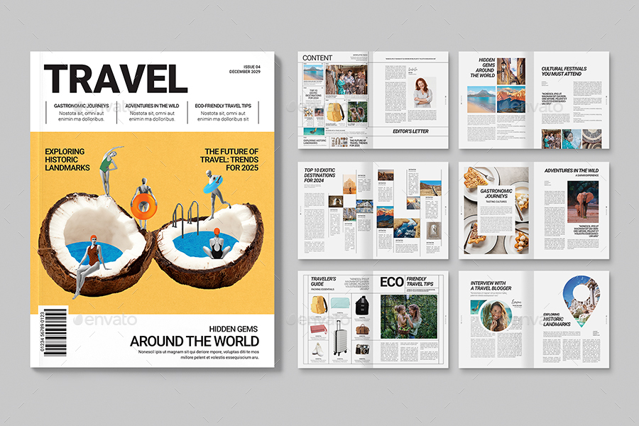 Travel Magazine Template, Print Templates | GraphicRiver