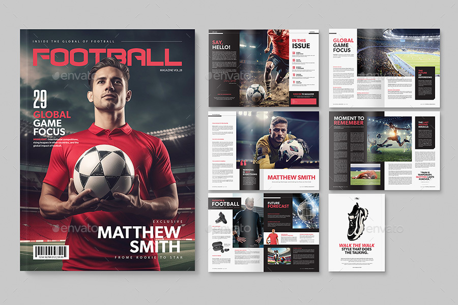 Soccer Football Sports Magazine Template, Print Templates | GraphicRiver