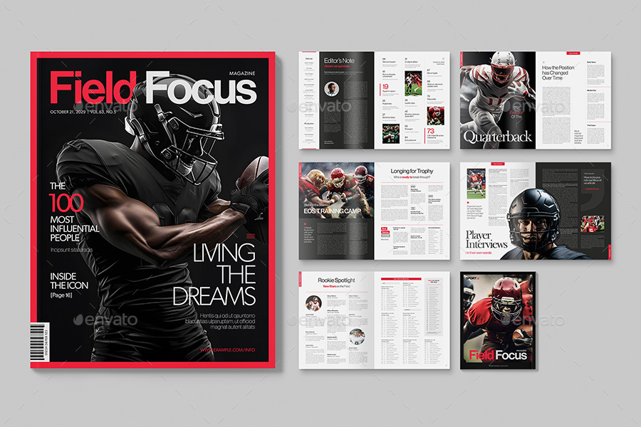 American Football Magazine Template, Print Templates | GraphicRiver