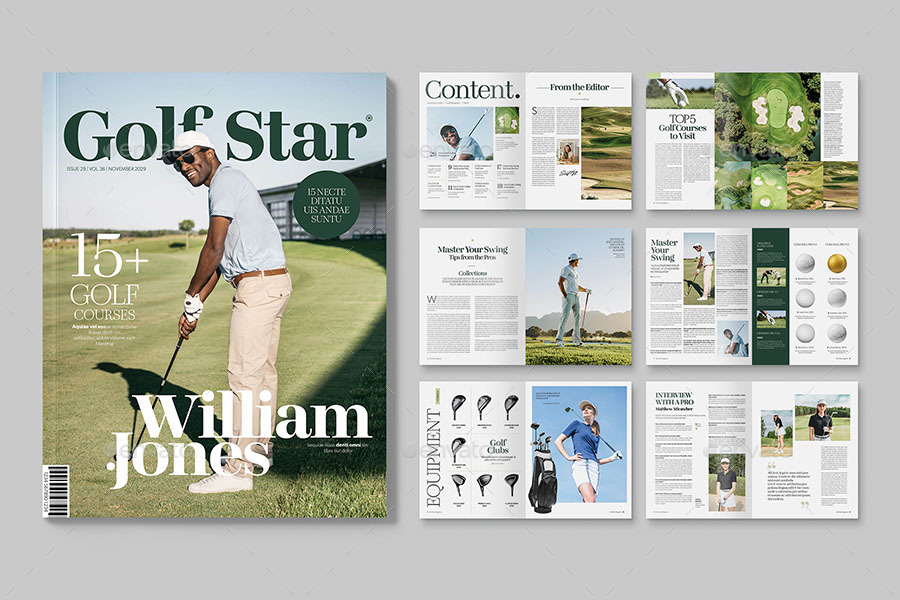 Golf Magazine Template, Print Templates | GraphicRiver