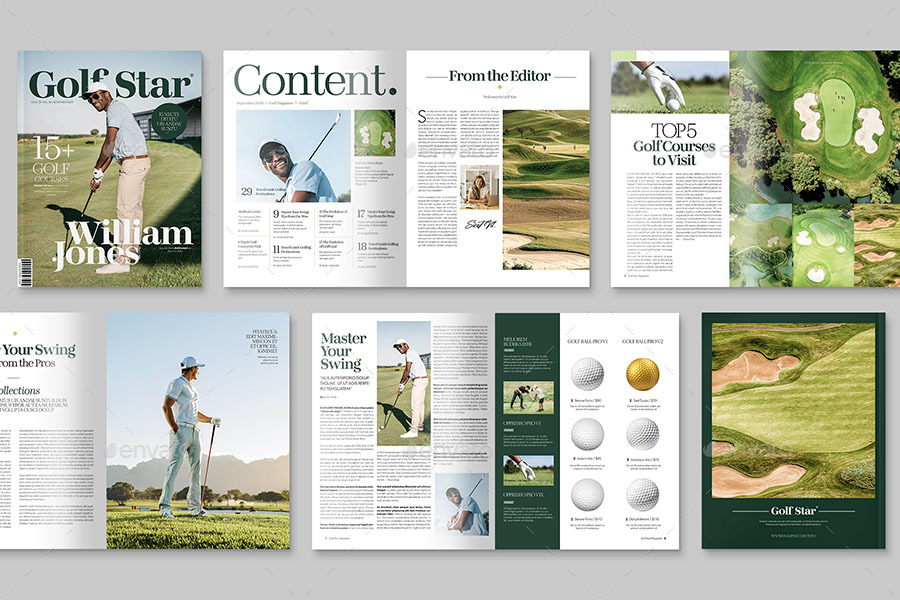 Golf Magazine Template, Print Templates | GraphicRiver