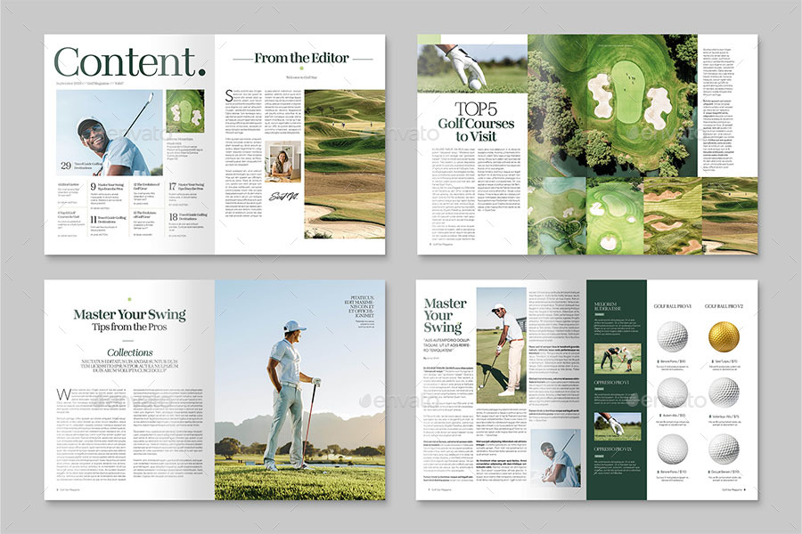 Golf Magazine Template, Print Templates | GraphicRiver