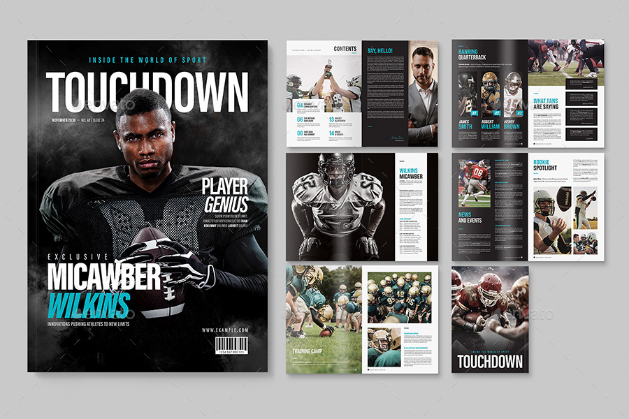 American Football Magazine Template, Print Templates | GraphicRiver