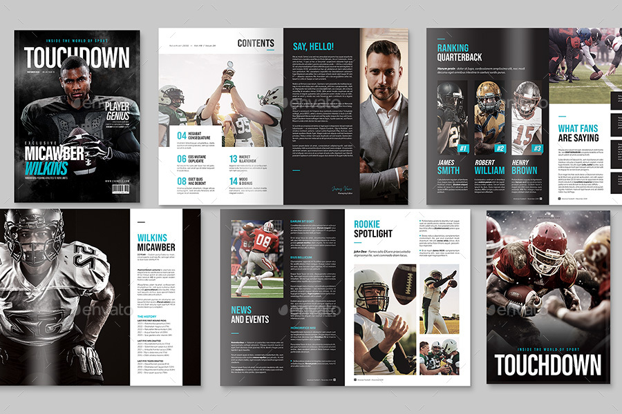 American Football Magazine Template, Print Templates | GraphicRiver