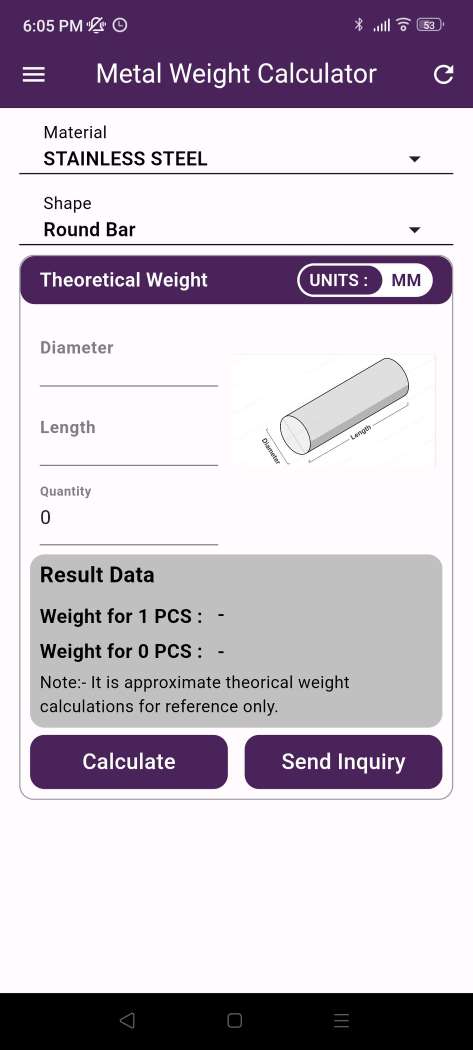 Metal Weight Calculator by Amarinfotech_Official | CodeCanyon