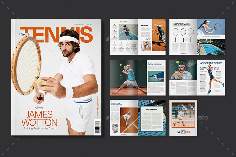 Tennis Magazine Template, Print Templates | GraphicRiver