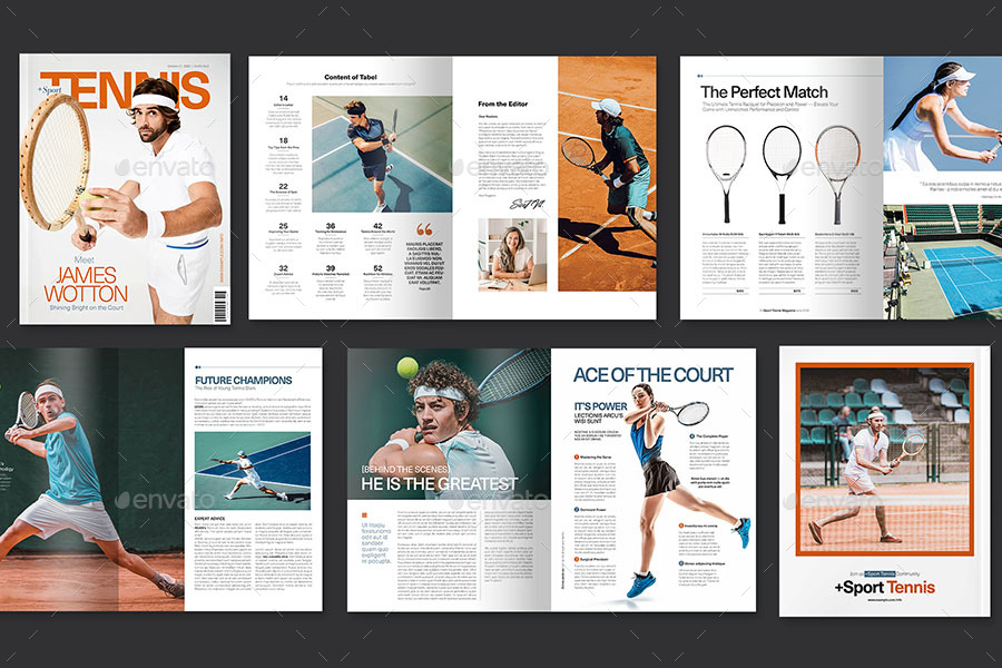 Tennis Magazine Template, Print Templates | GraphicRiver