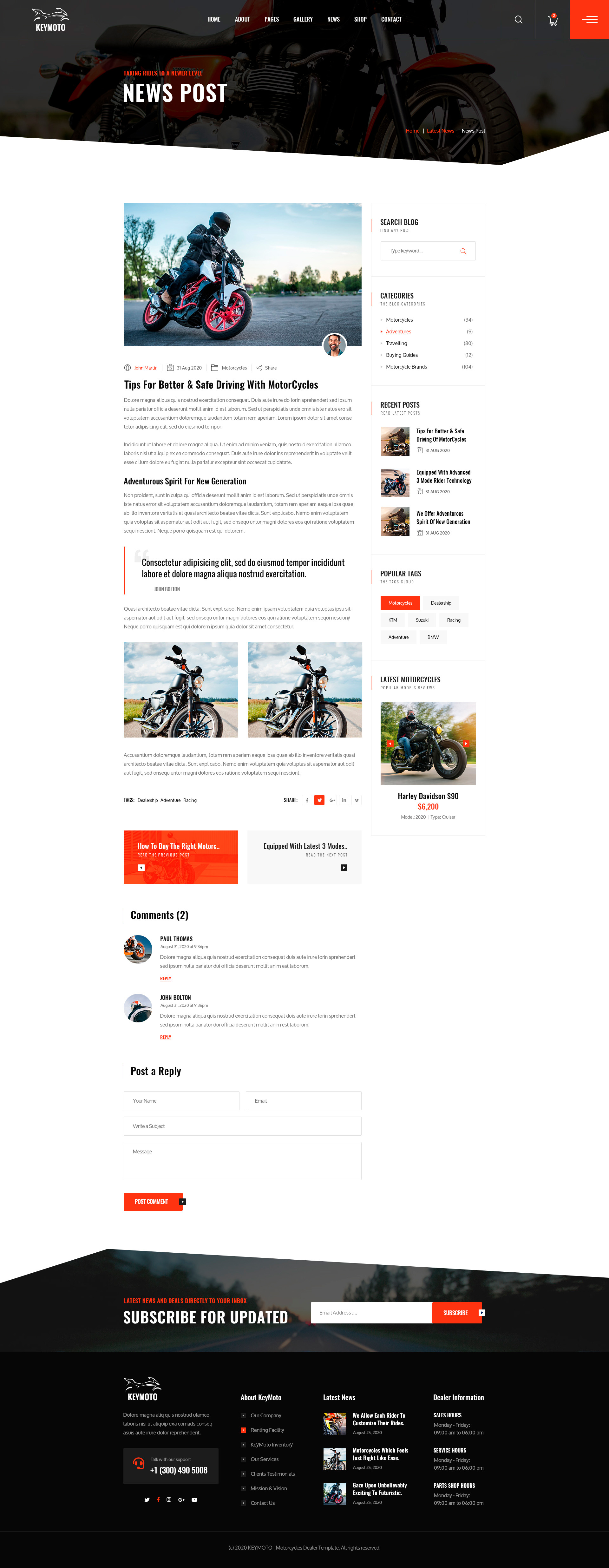 Keymoto - Motorcycle PSD Template by Templines | ThemeForest