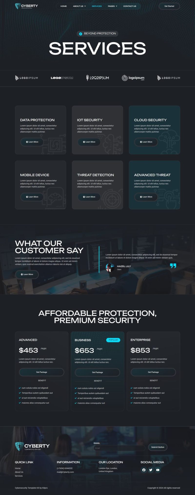 Cyberty - Cyber Security Service Elementor Template Kit by Kitpro ...