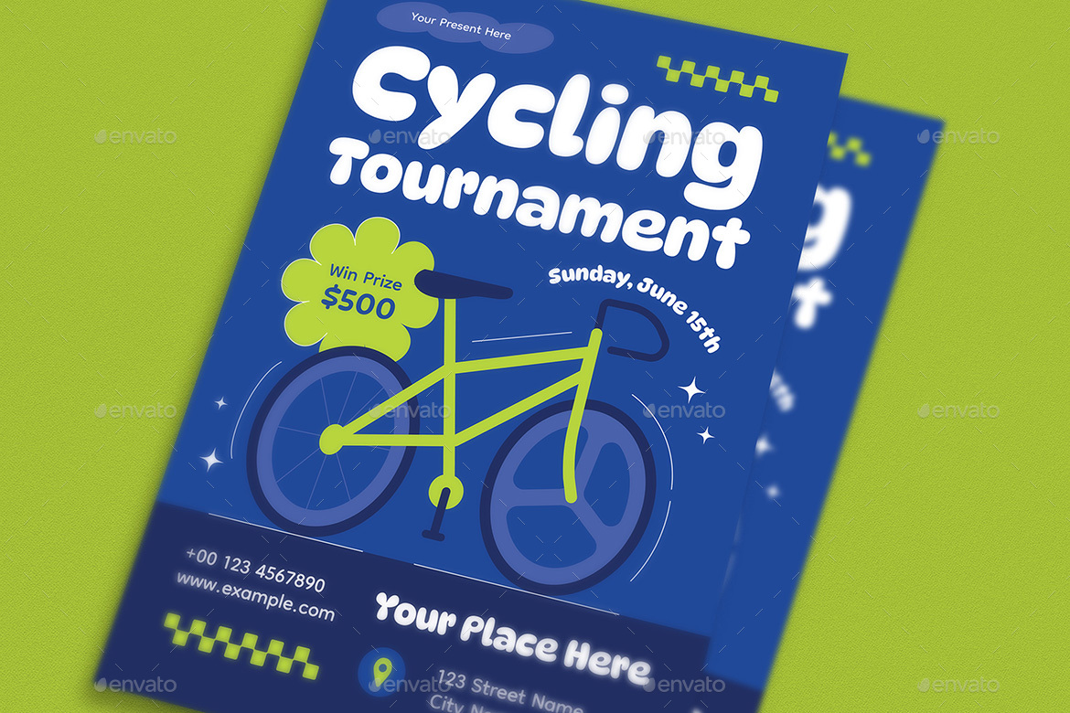 Flat Design Cycling Tournament Event Flyer, Print Templates | GraphicRiver